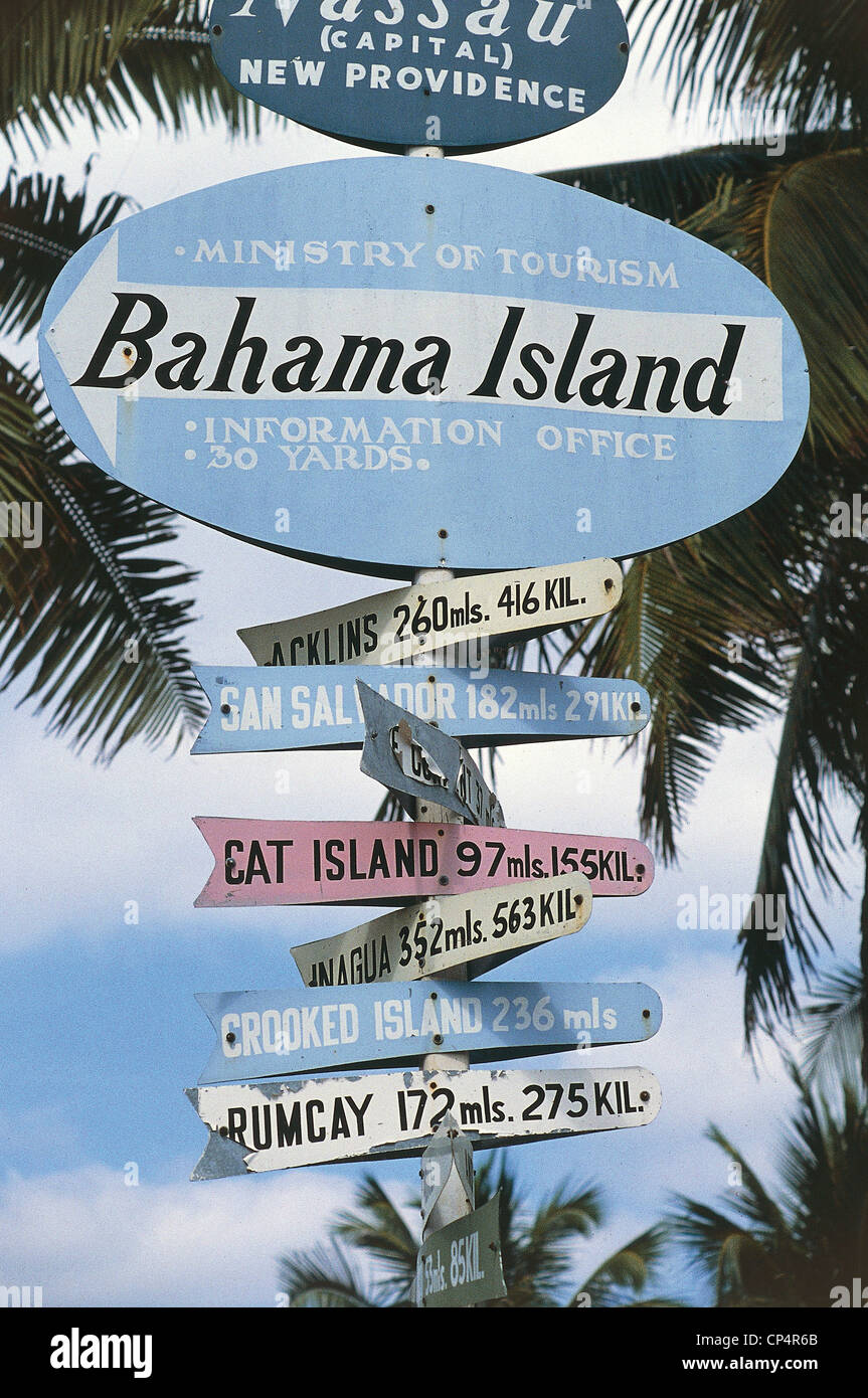 Bahamas - New Providence - tourist signs in Rawson Square in Nassau ...
