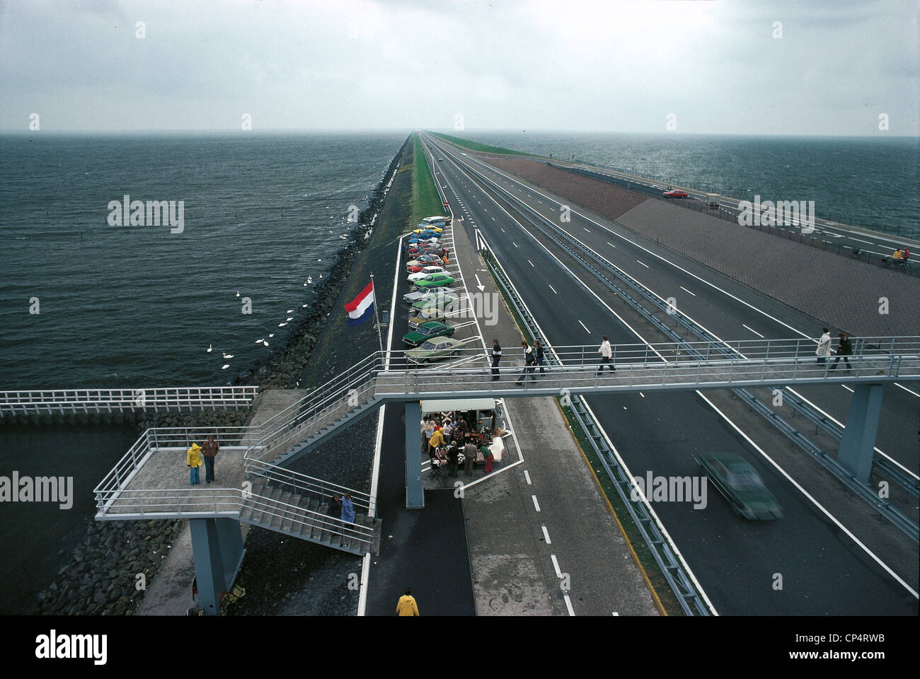 Netherlands Friesland dam or dam Afsluitdijk North, built between 1927 ...