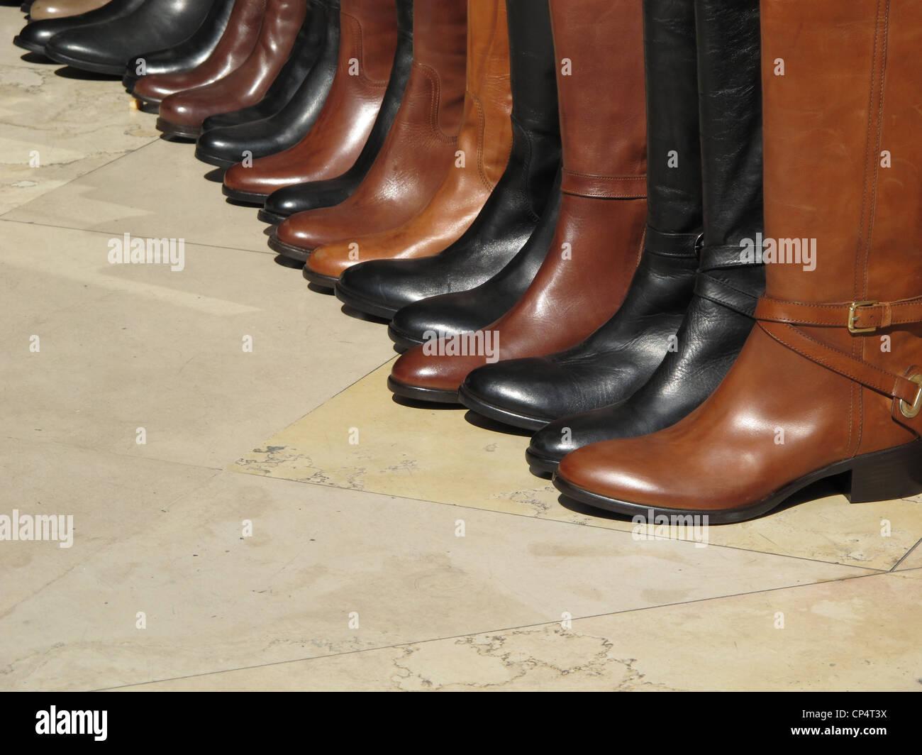 Black leather knee high boots hi-res stock photography and images - Alamy