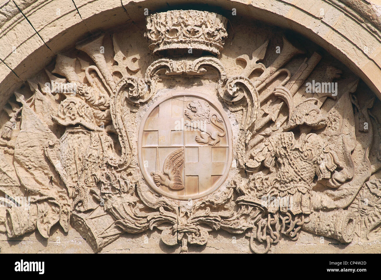 Malta - Medina (Mdina). Main entrance to the city. Detail: coat of arms ...
