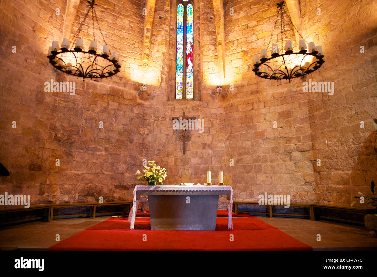 ancient public church of Pals village at Girona Catalonia Spain Stock ...