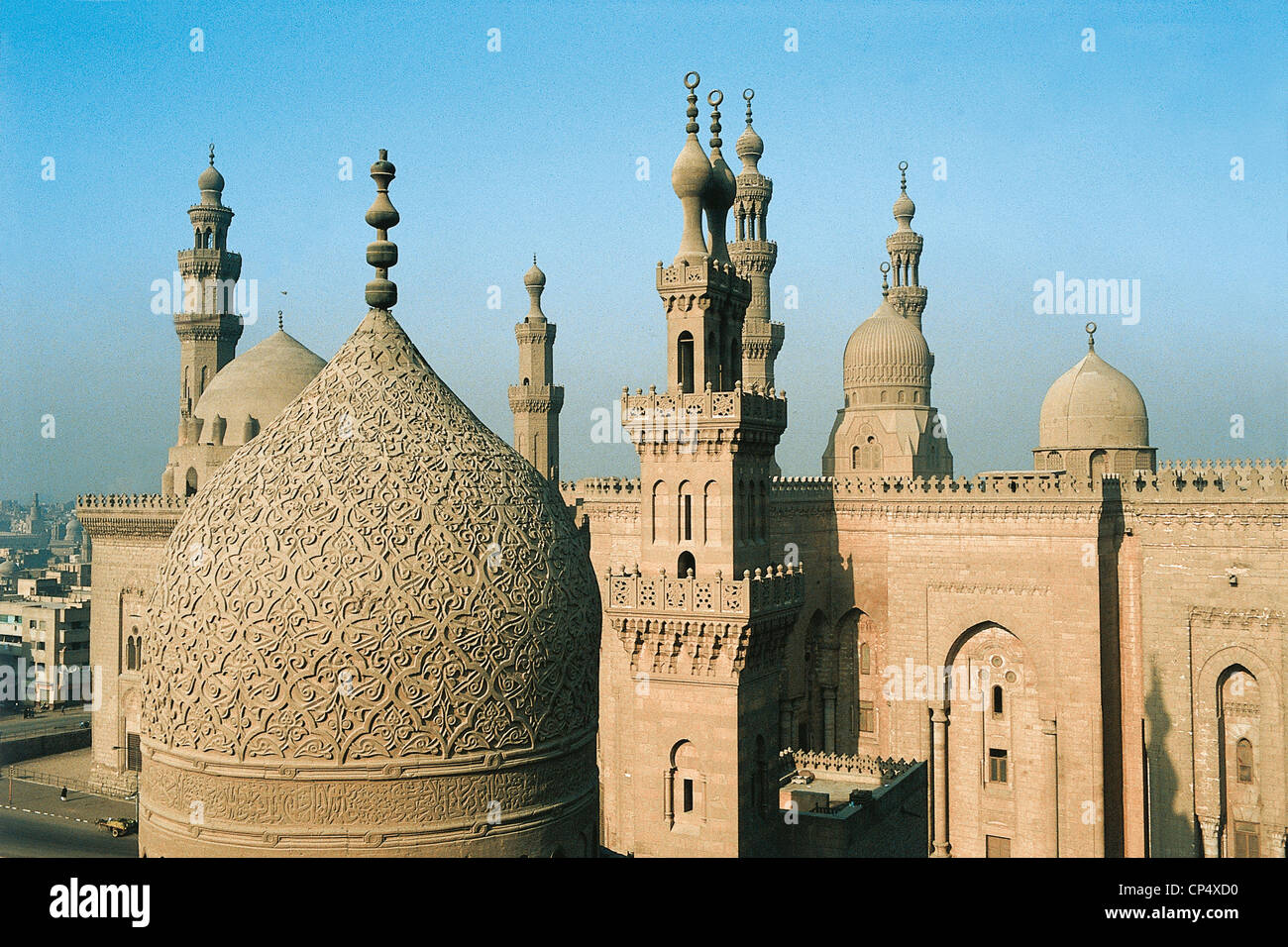 Cairo, Egypt Mosque Asunkor Or Blue Mosque And Dome Of Minarets Rifa ...