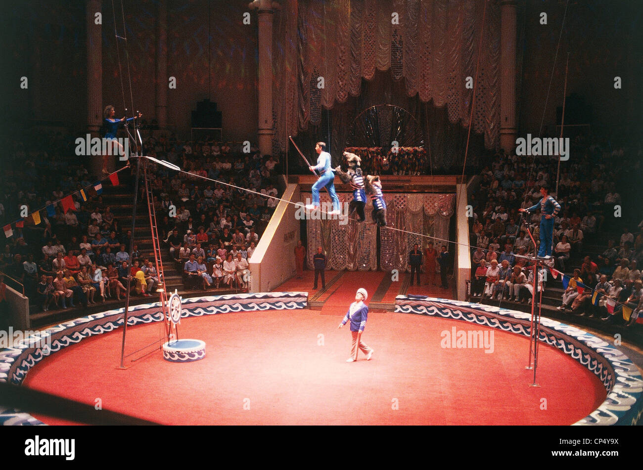 Russia - Moscow - Show at the Old Circus. The performance of acrobats ...