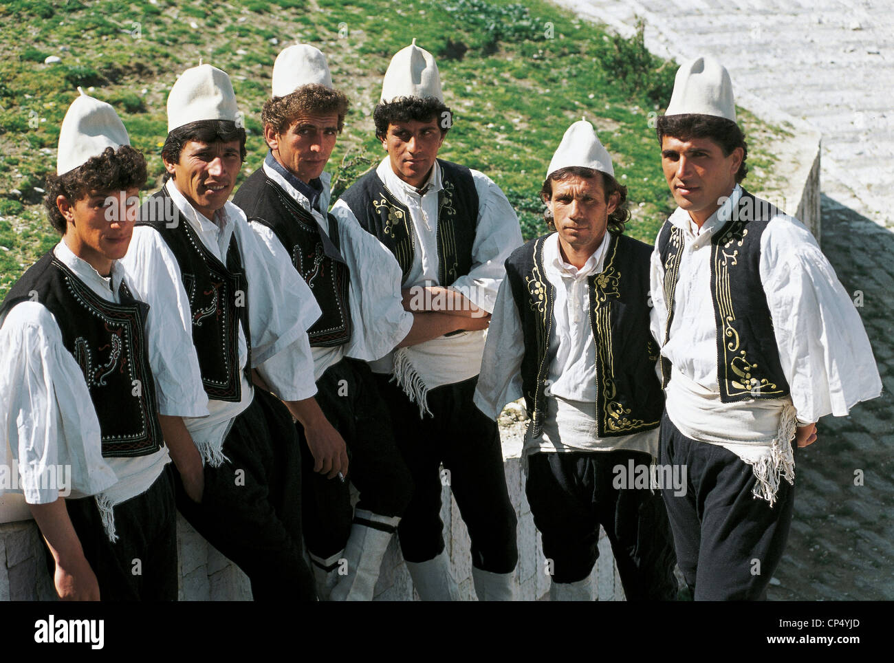 Albania - Gjirokaster (Gjirokaster). Men in traditional costume for the ...