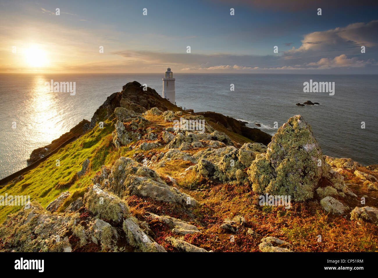 Dawn light over Start Point lighthouse on the South Devon coast Stock ...