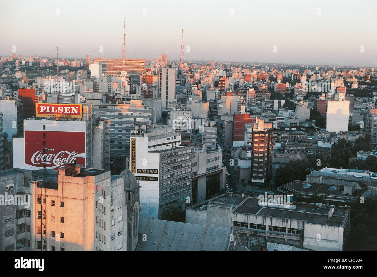 Uruguay Montevideo View At Sunset Stock Photo - Alamy