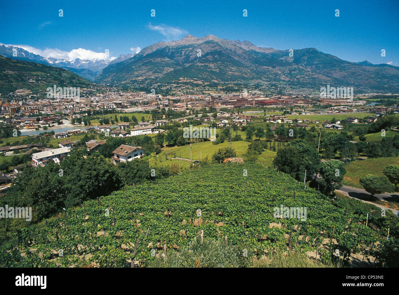 Valle D'Aosta Aosta View With Vineyard Stock Photo - Alamy