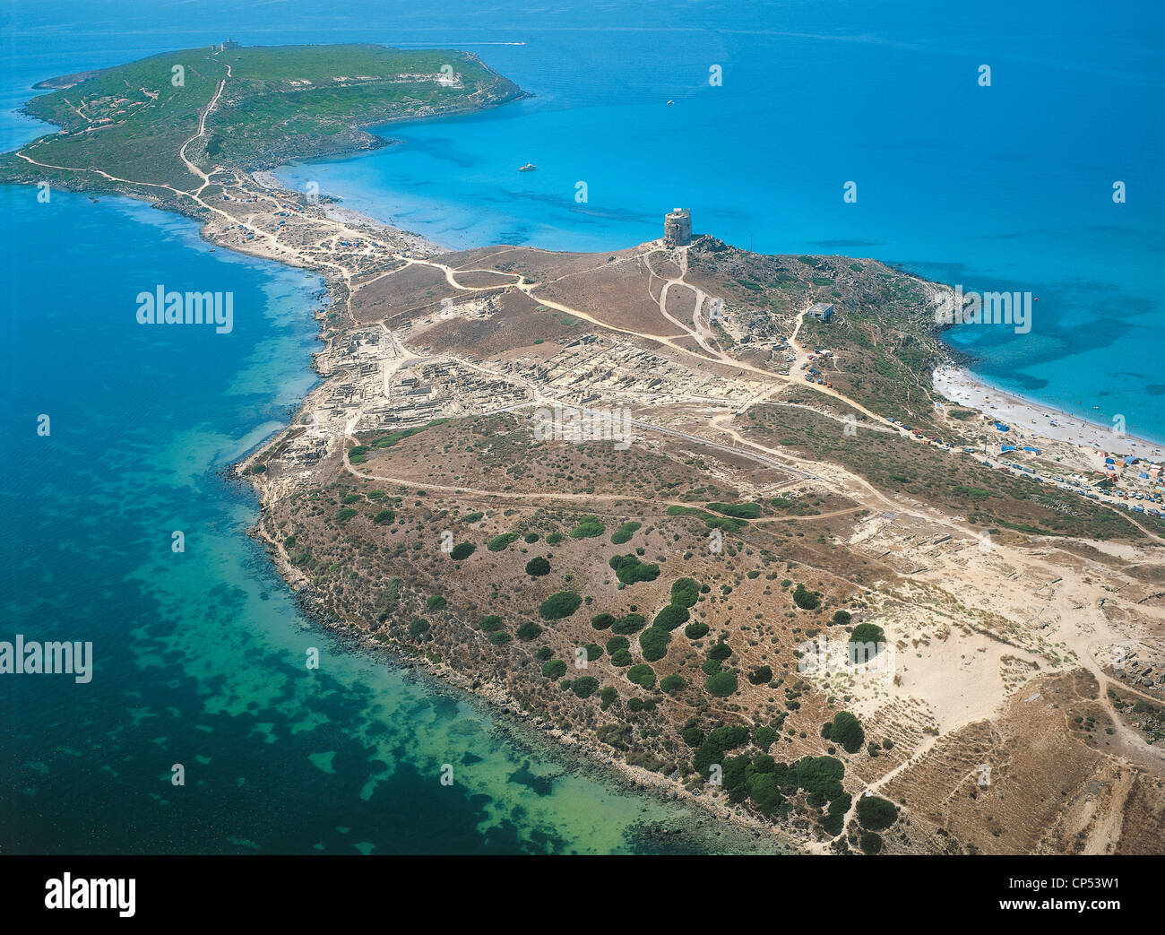 Sardinia - Tharros. Archaeological area. Aerial view Stock Photo - Alamy