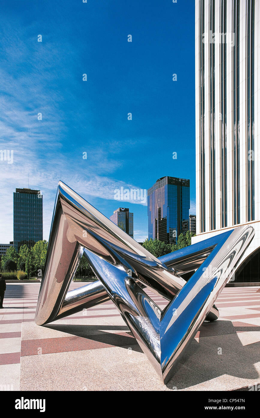 Madrid Spain Azca District Before The Sculpture Of Picasso Tower Stock ...