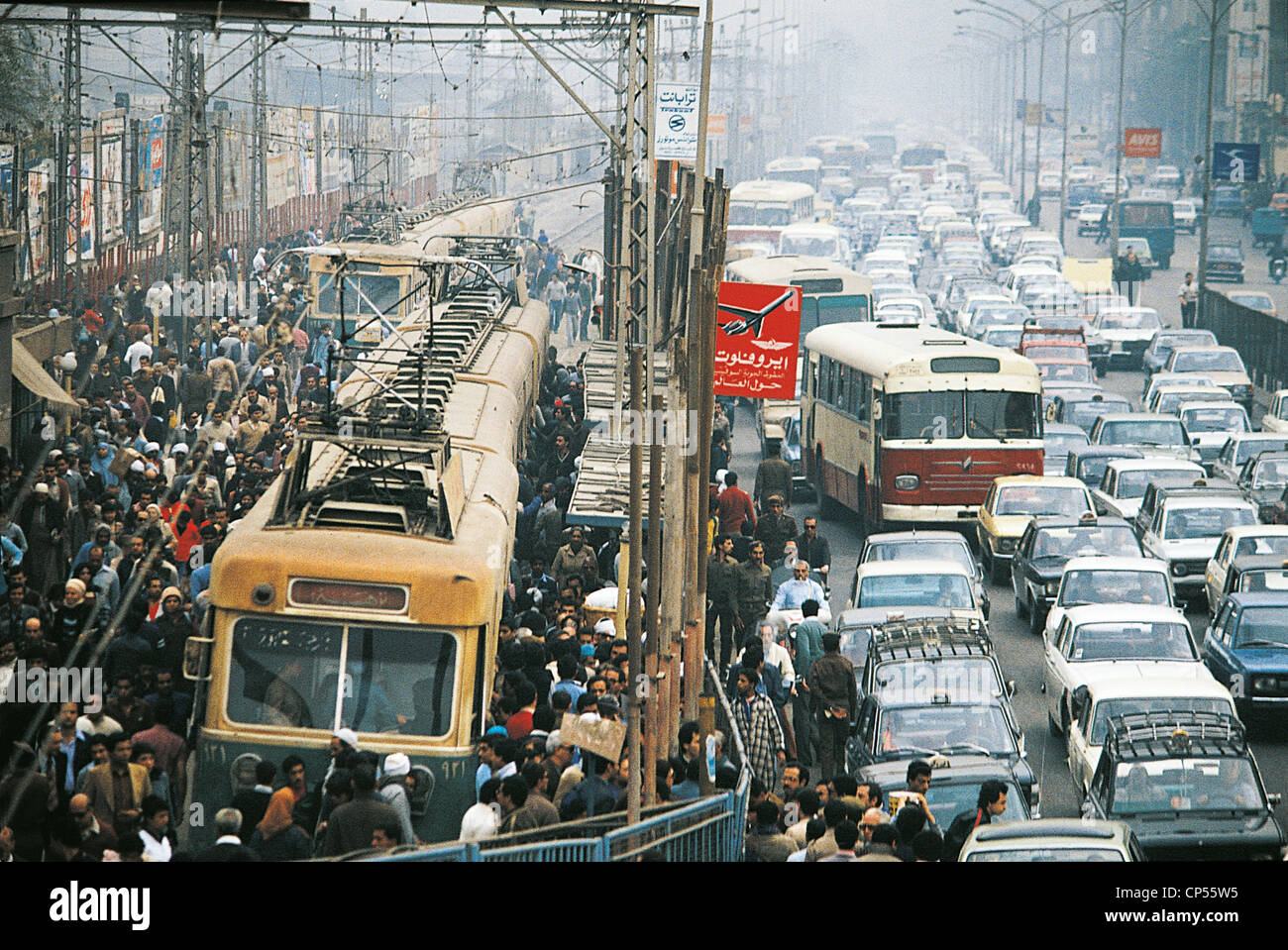 Traffic And Crowd In Egypt Cairo Ramses Square Stock Photo - Alamy