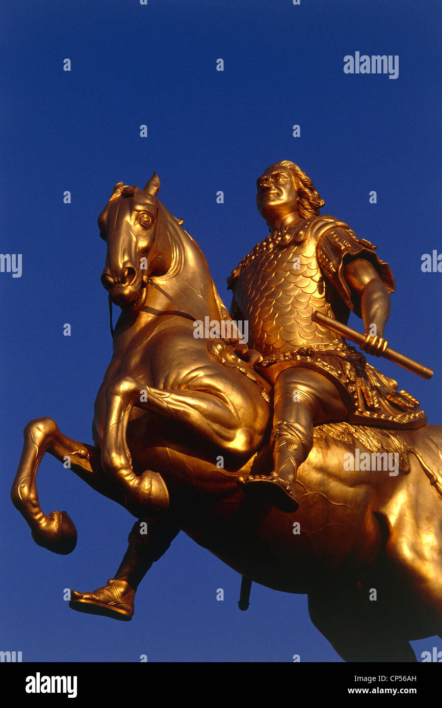 Germany - Saxony - Dresden (Dresden). Goldener Reiter equestrian statue ...