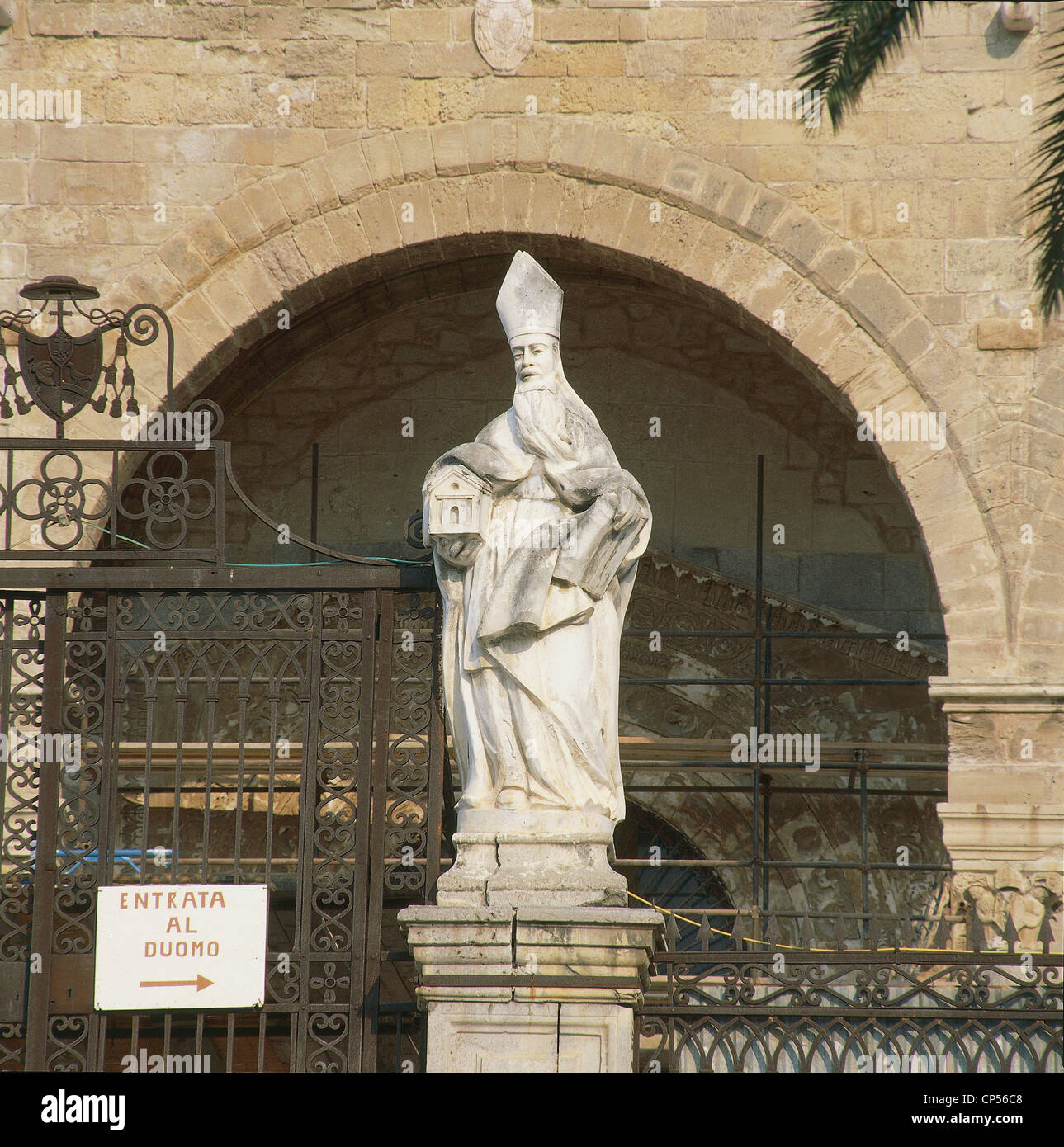 Sicily, Cefalu '(PA), CATHEDRAL: STATUE OF SAINT AUGUSTINE Stock Photo ...