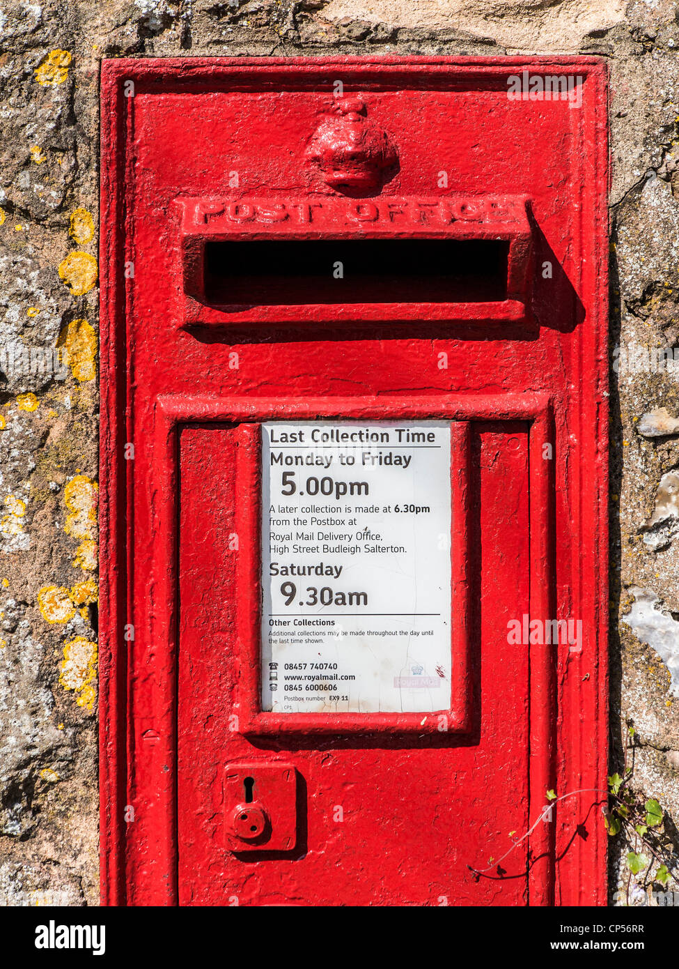George V letter box in a wall in the small vilalge of East Budleigh ...