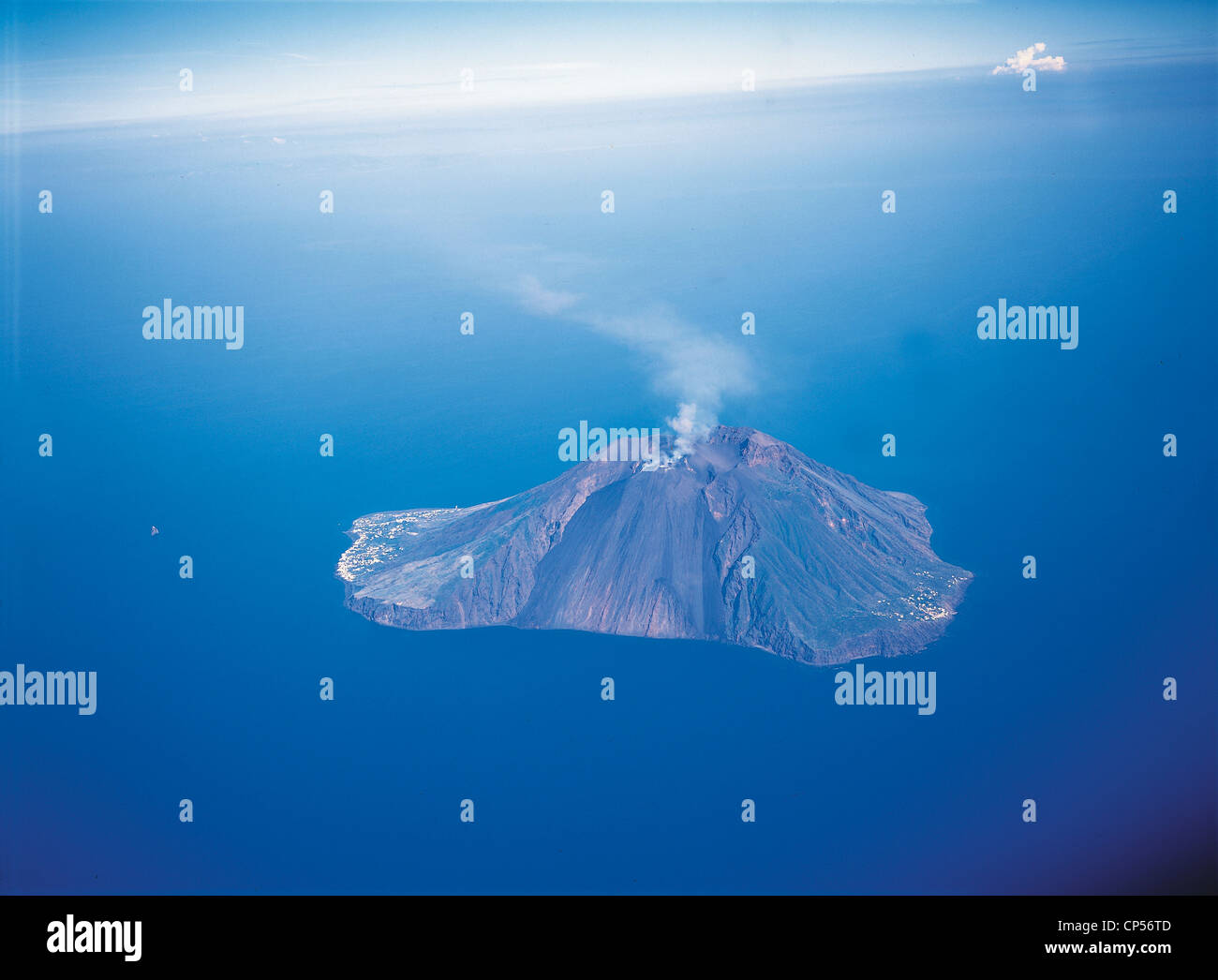 Sicily. Aeolian archipelago. Stromboli (Me). Aerial view Stock Photo ...