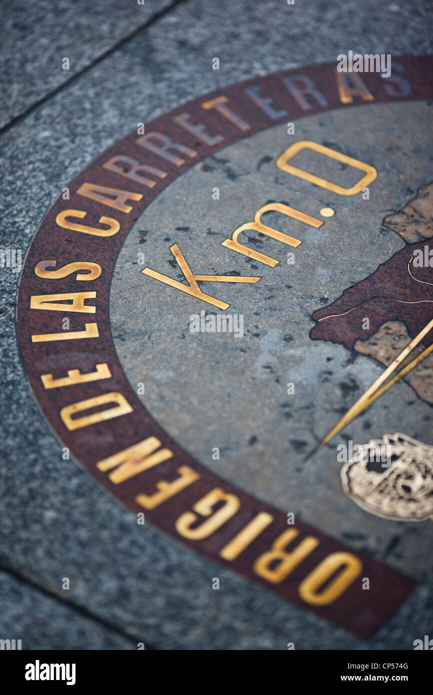 Spain, Madrid, Centro Area, Puerta del Sol, Kilometro Zero, kilometer ...