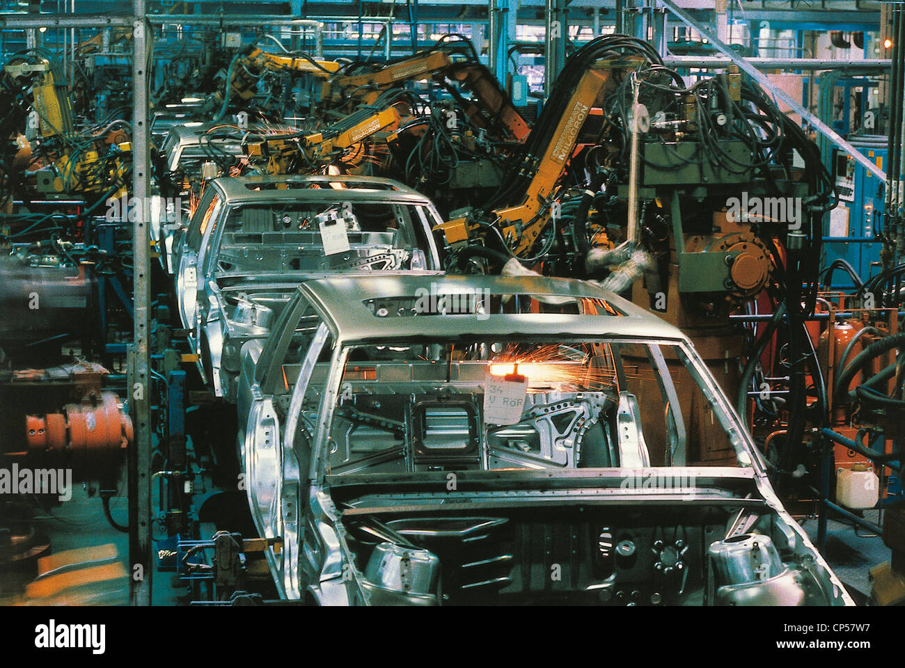 Volvo Gothenburg Sweden Auto Industry On A Line Of Welding Robots Stock ...