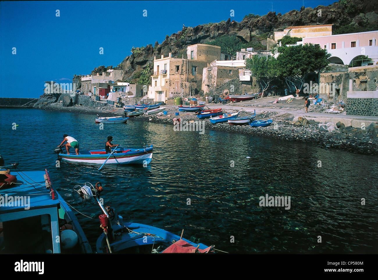 Sicily-Aeolian Islands - ISLAND ALICUDI. ALICUDI THE HARBOUR Stock ...