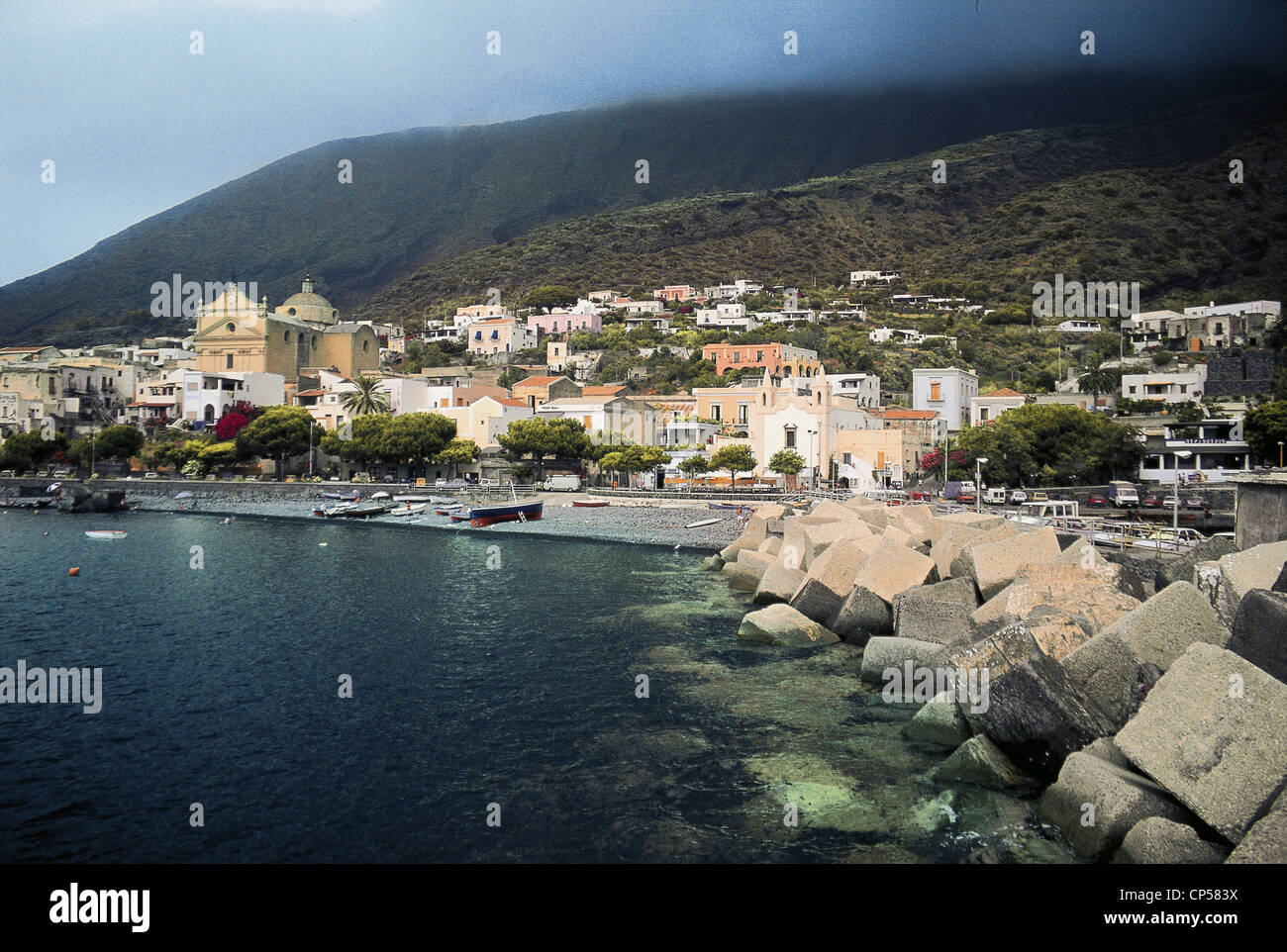 Italy Sicily Aeolian Island of Salina SANTA MARINA SALINA PORT WITH ...