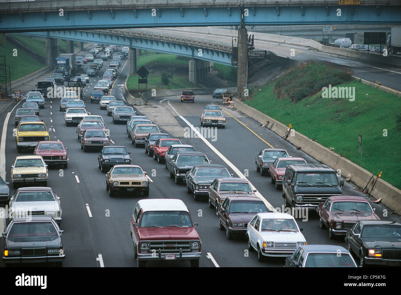 USA - Michigan - Detroit. One of the highways that cut through Down ...