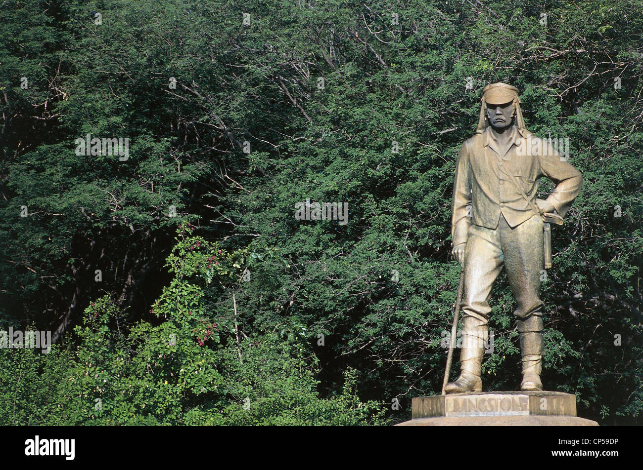 Zambia Victoria Falls (Victoria Falls) Livingston Memorial statue of ...