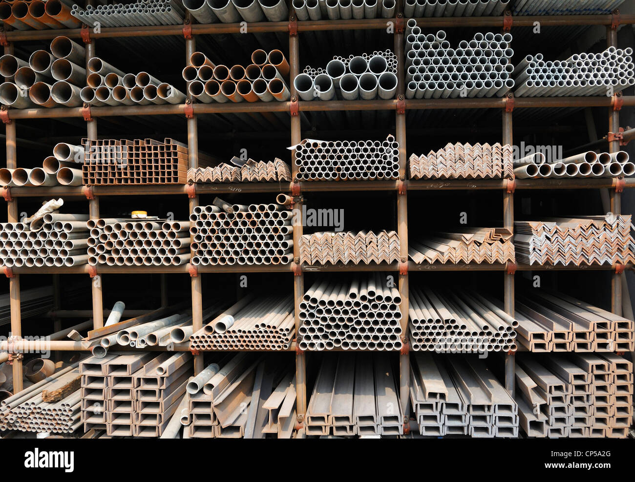 stacked steel pipes Stock Photo - Alamy