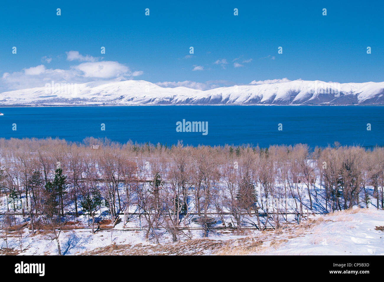 Armenia - Lake Sevan. Snowy landscape Stock Photo - Alamy