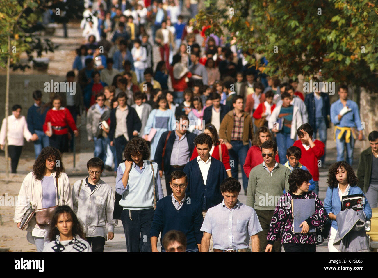 Spain - Madrid. Crowd of students from the University Complutense exit ...