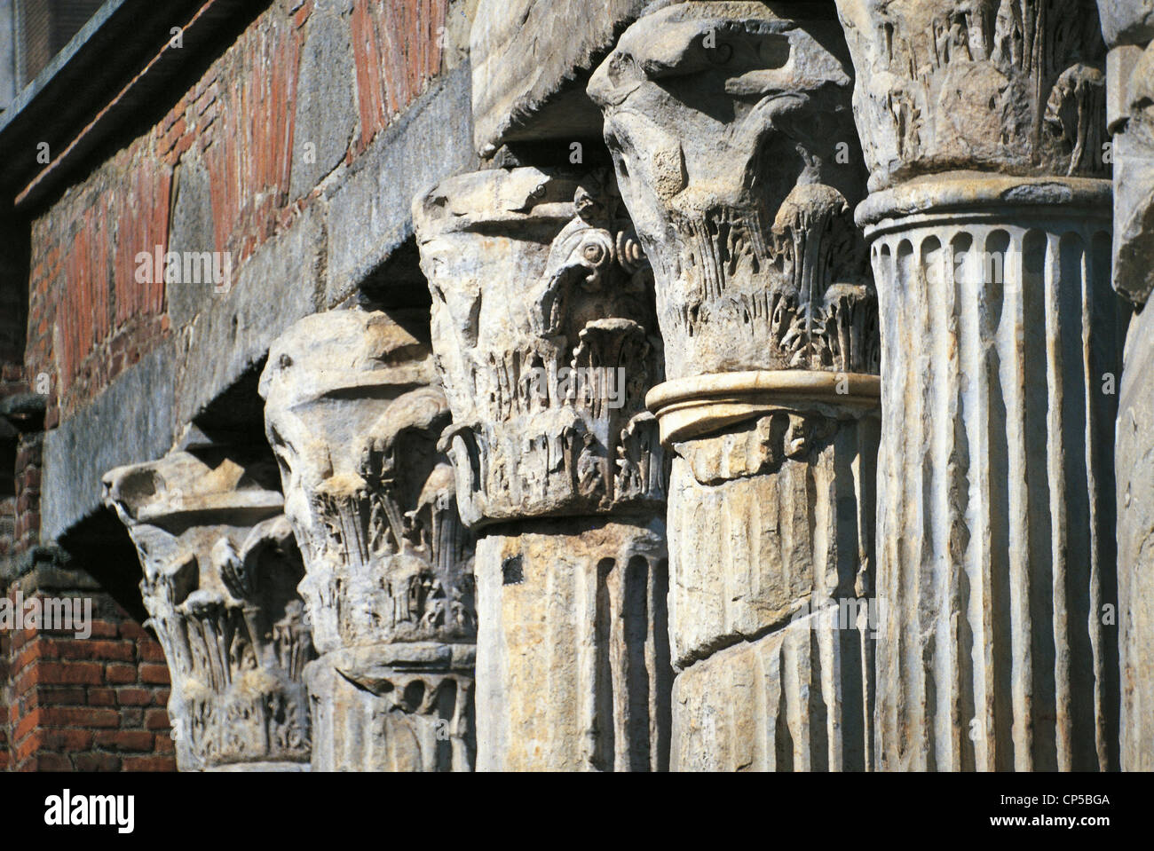 Lombardy - Milan. Columns of San Lorenzo, Roman architecture of the III ...