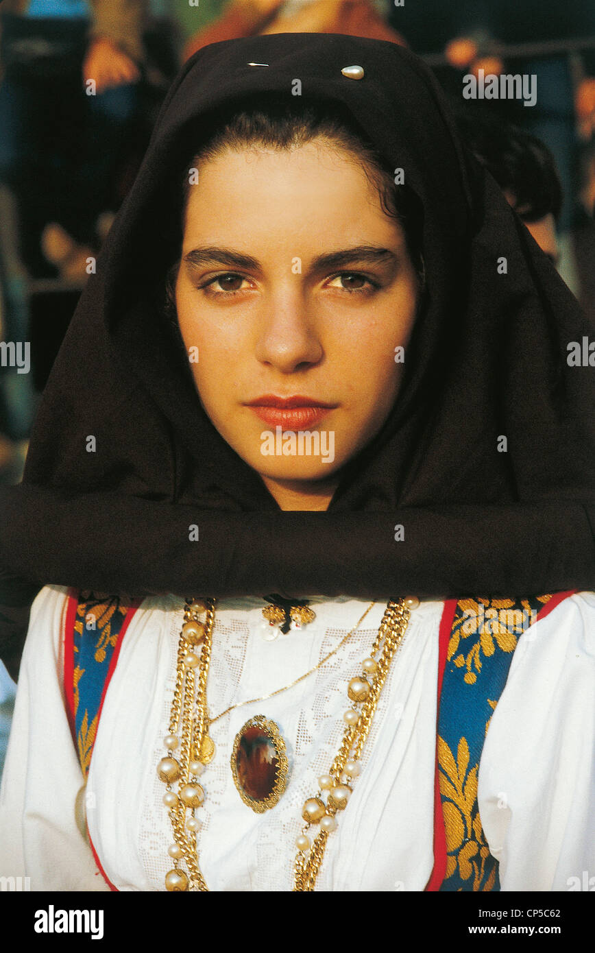 Chestnut Festival In Sardinia On Aritzo Gennargentu: Girl In Costume ...