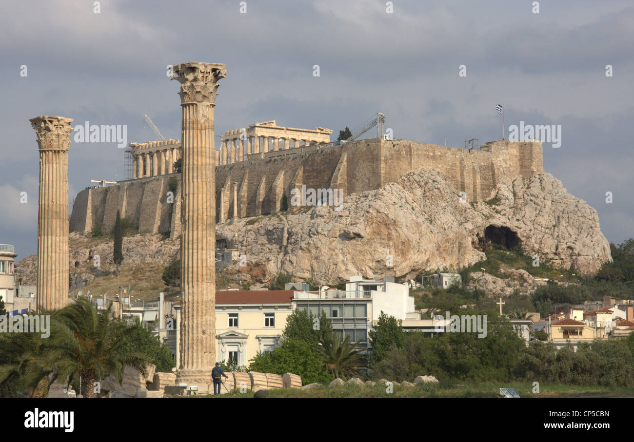 Acropolis from Temple of Zeus - Athens Stock Photo - Alamy