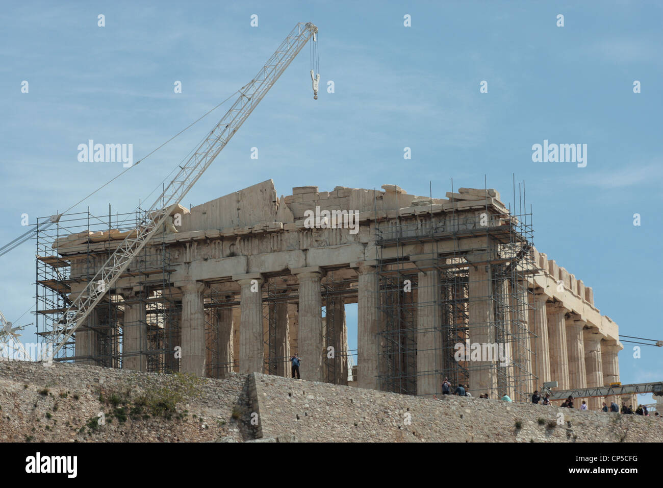 Restoration work on the Parthenon at the Acropolis of Athens Stock ...