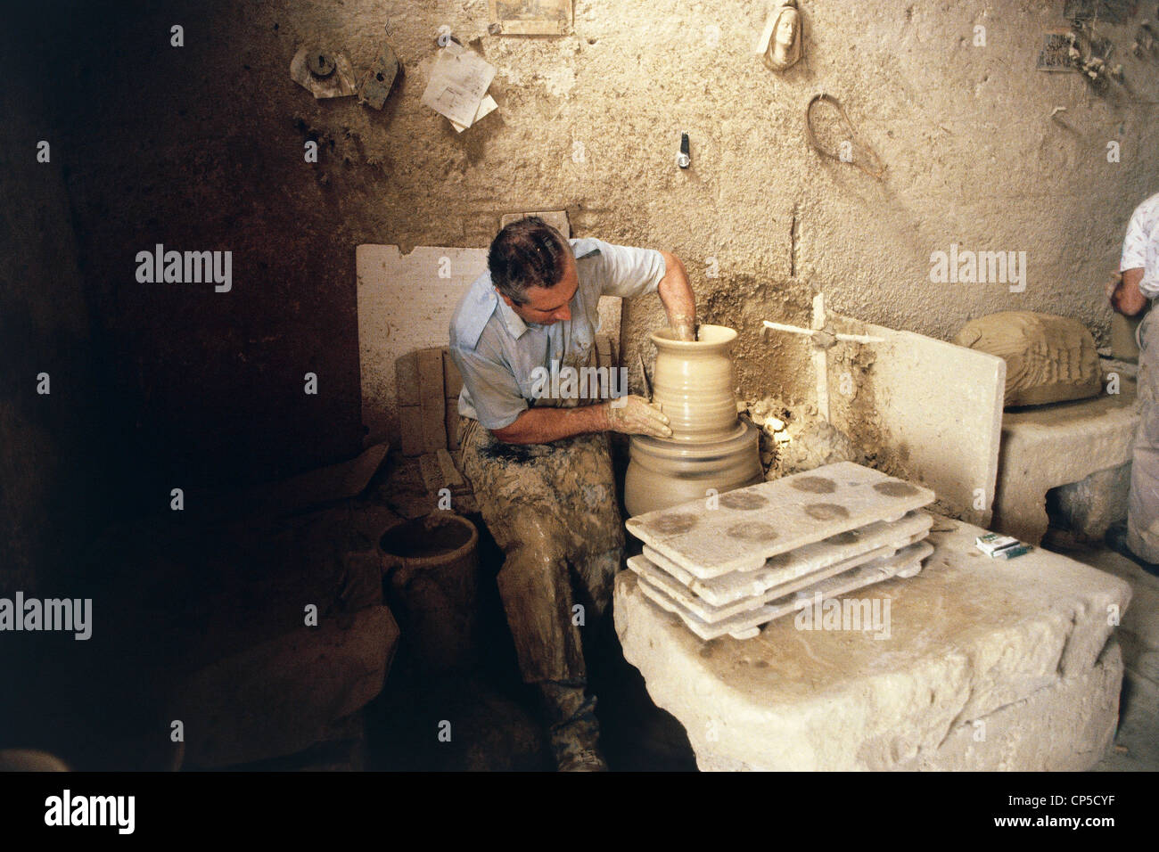 Puglia - Grottaglie (Ta) - Crafts pottery, a potter at work Stock Photo ...