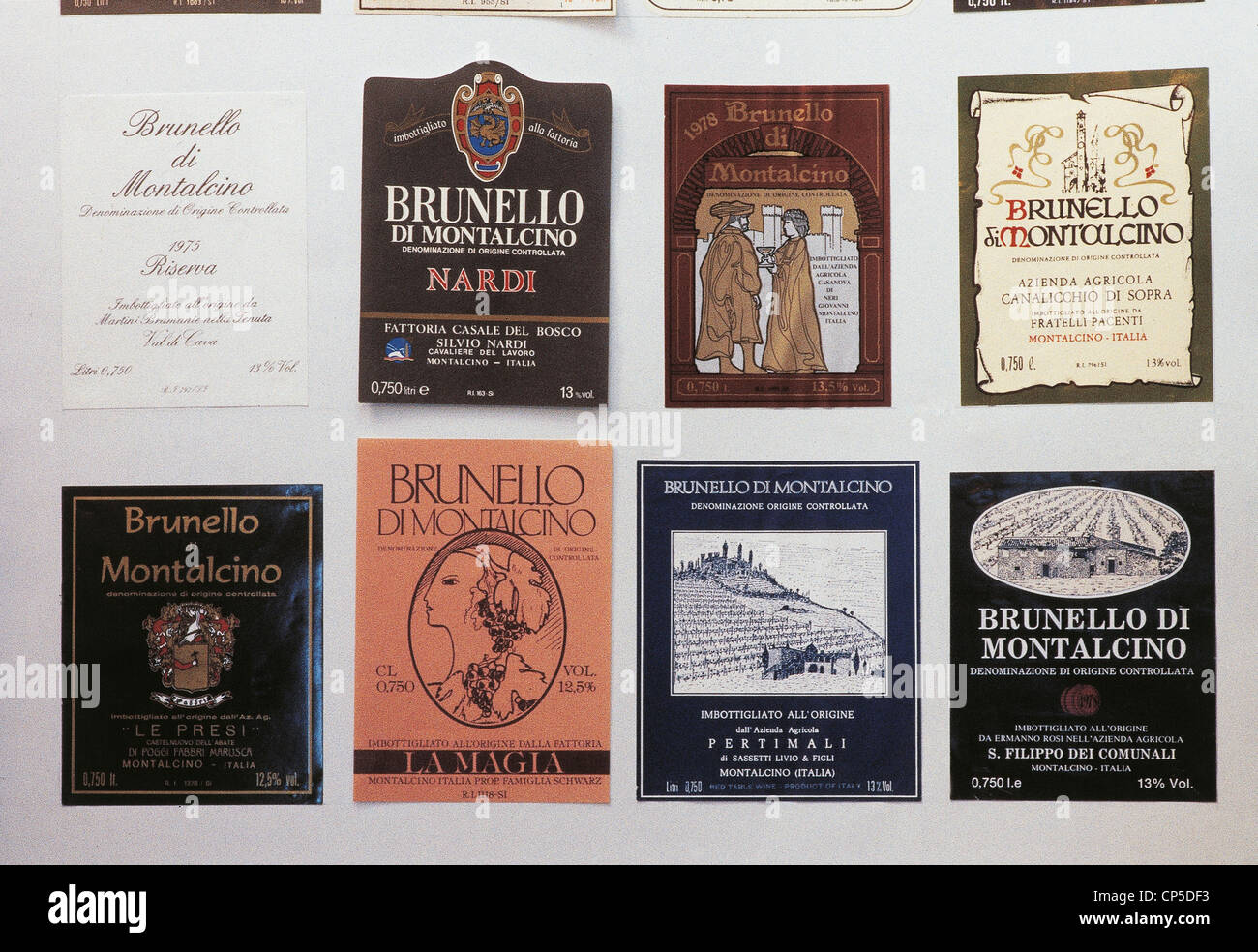 TUSCANY WINE LABELS farms producing Brunello di Montalcino (SI Stock ...
