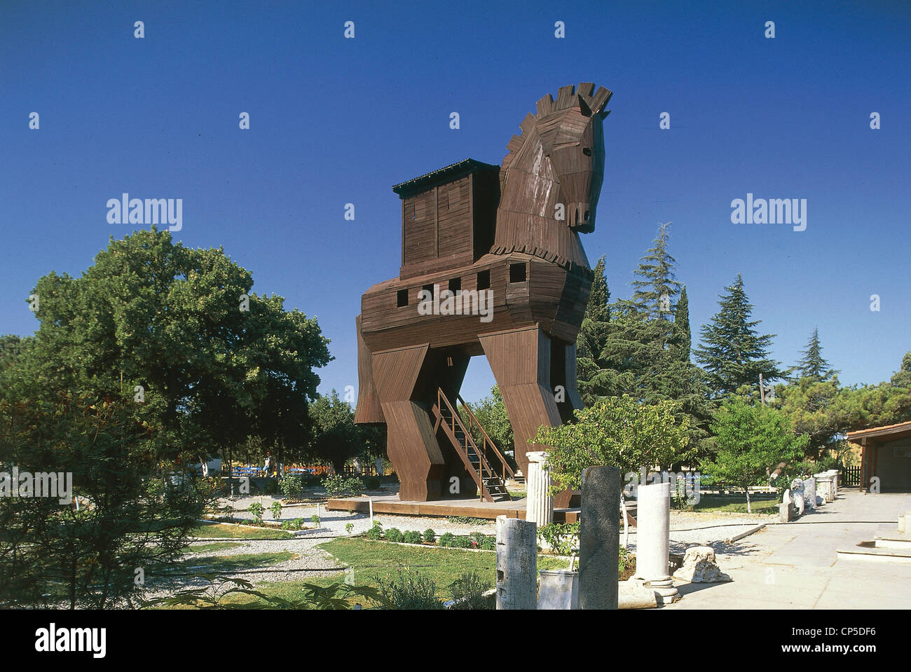 Turkey - Troy. Reconstruction of the wooden horse of Troy Stock Photo ...