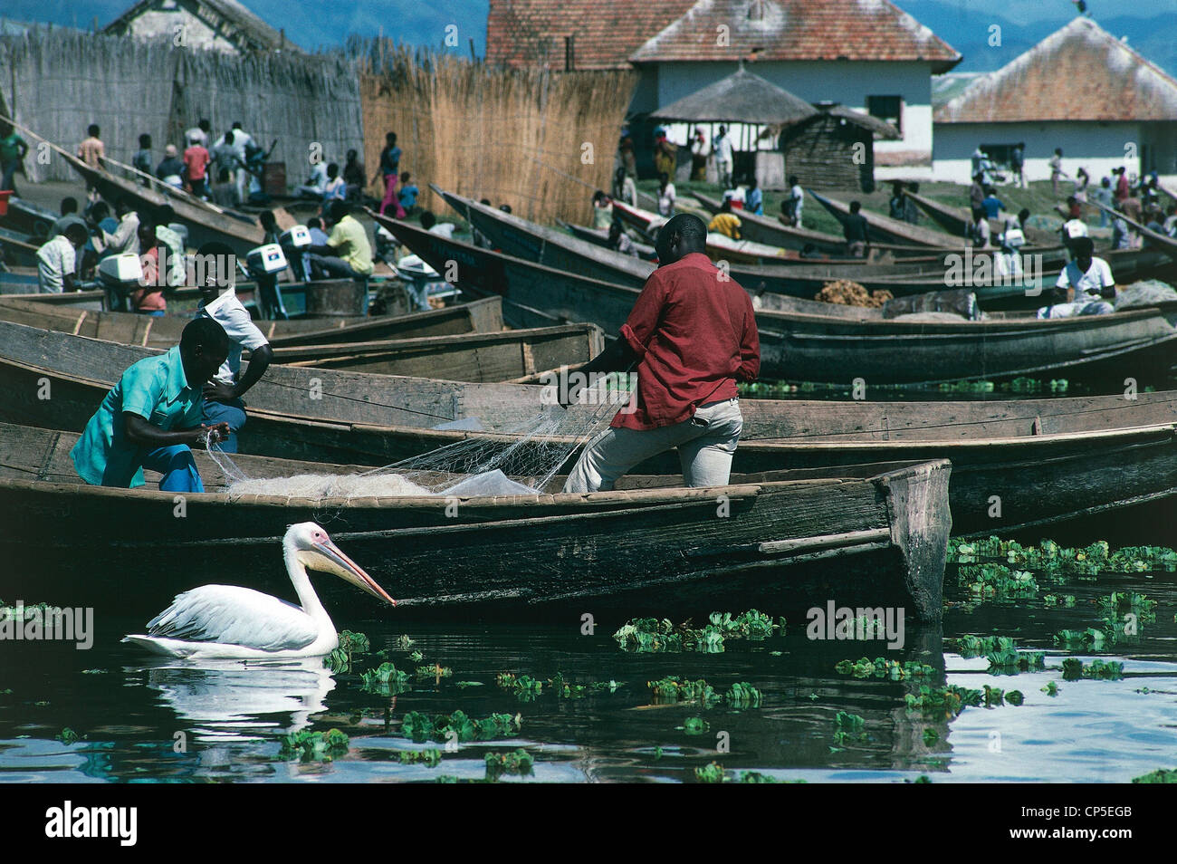 Democratic Republic of Congo - Vitshumbi, the port on Lake Edward Stock ...