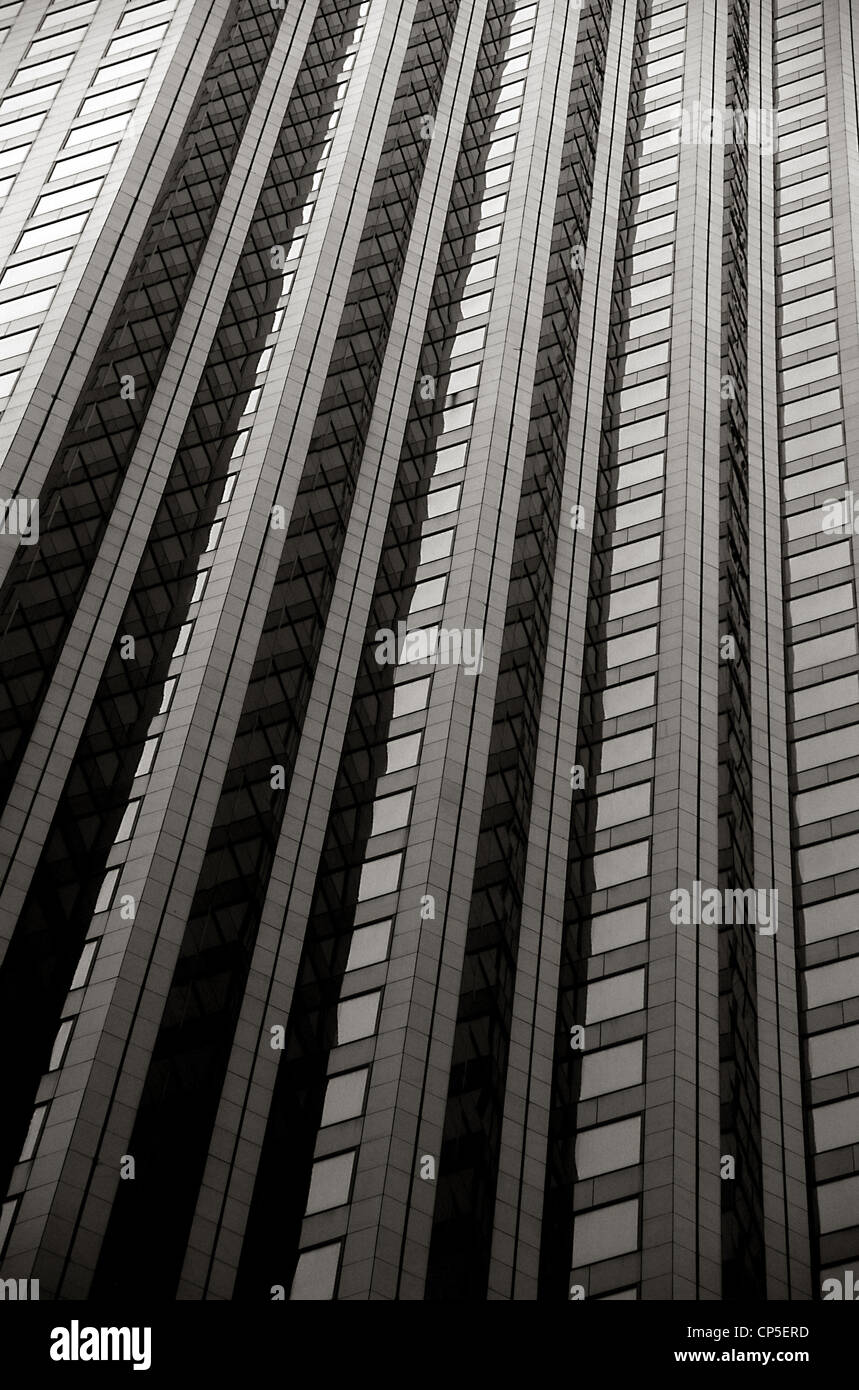 A close-up shot of the exterior of the Scotia Plaza tower in the ...