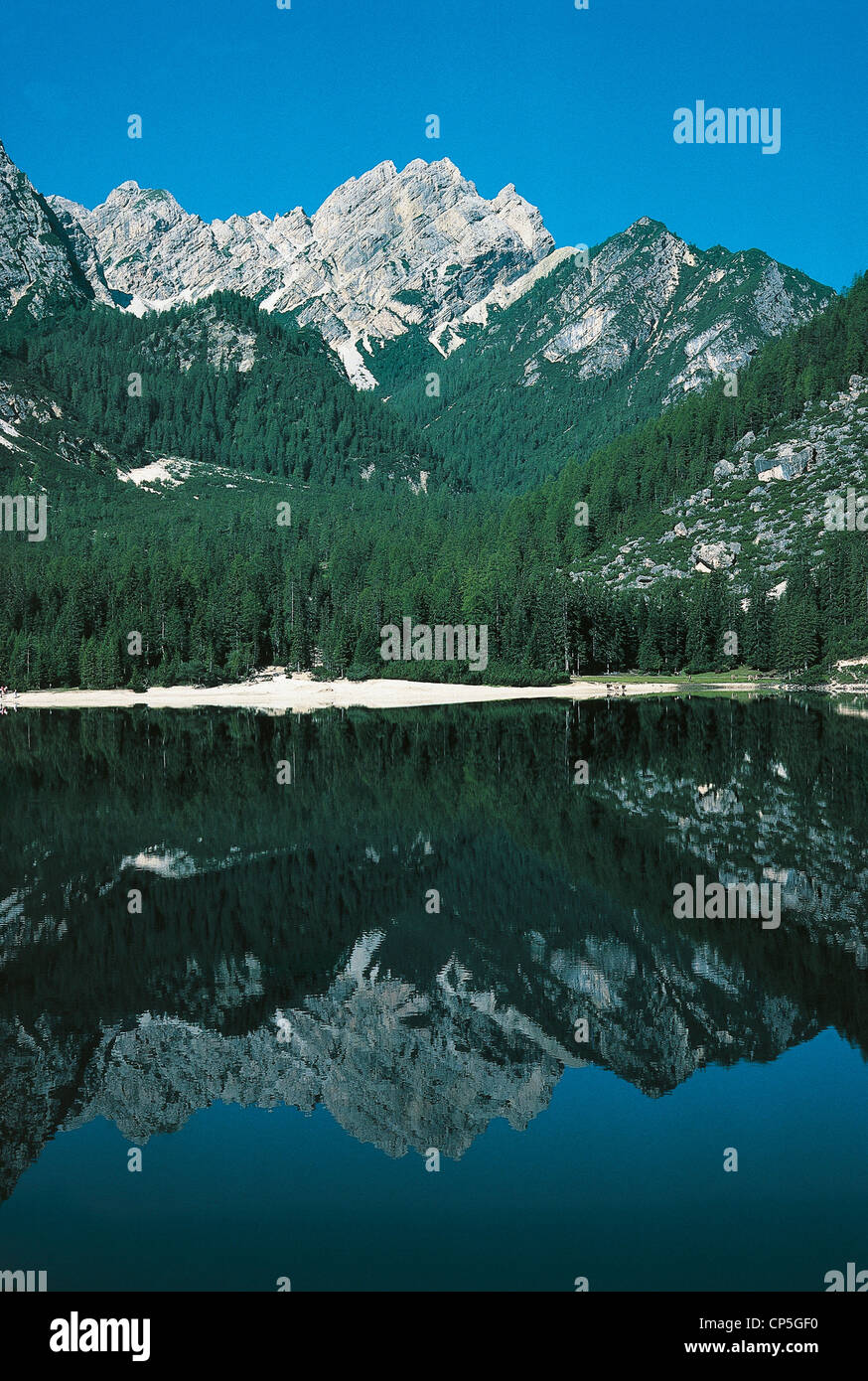 Trentino South Tirol LAKE BRAIES Stock Photo - Alamy