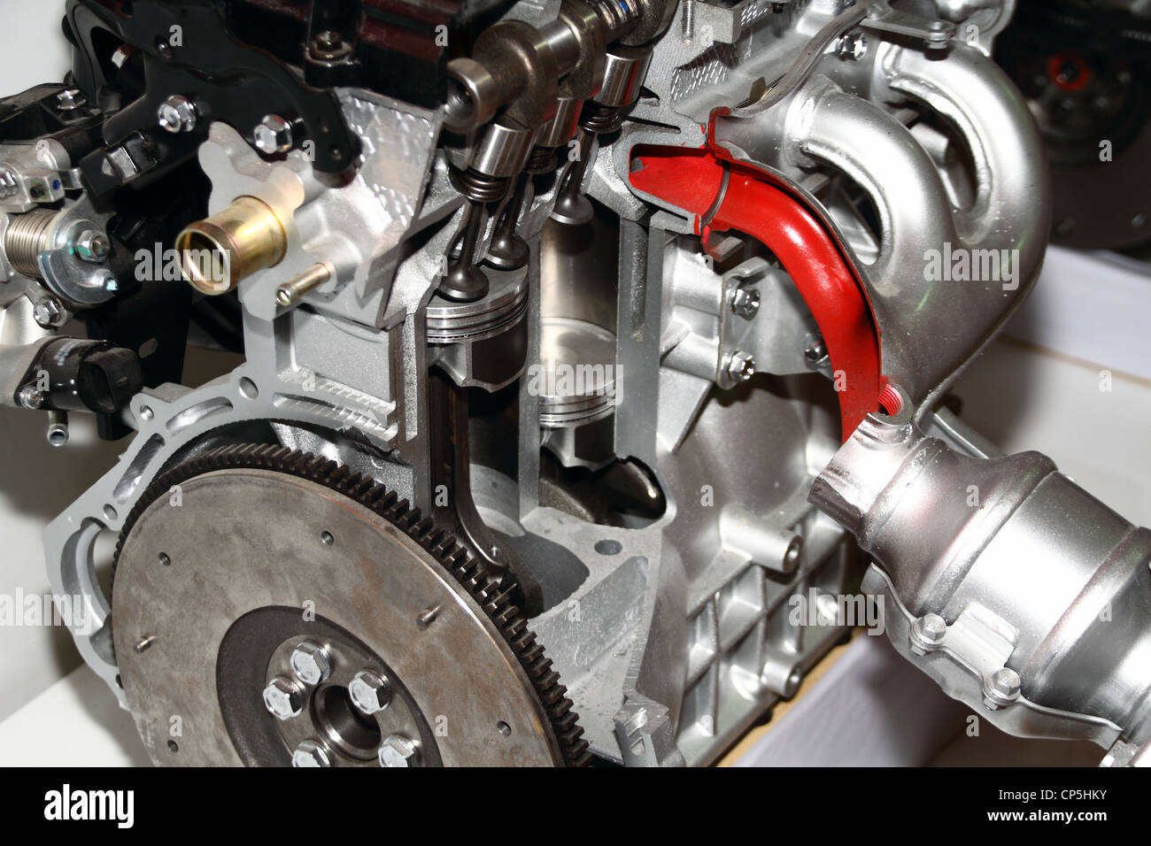 Complex engine of modern car interior view Stock Photo - Alamy