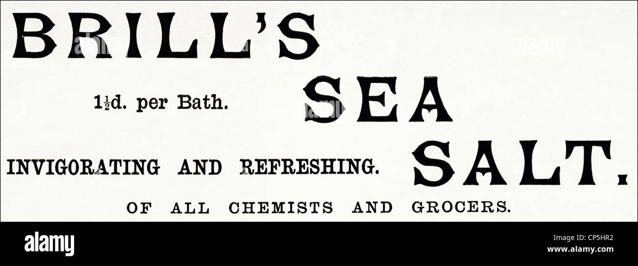 BRILL'S SEA SALT advert. Original Victorian advertisement advertising ...