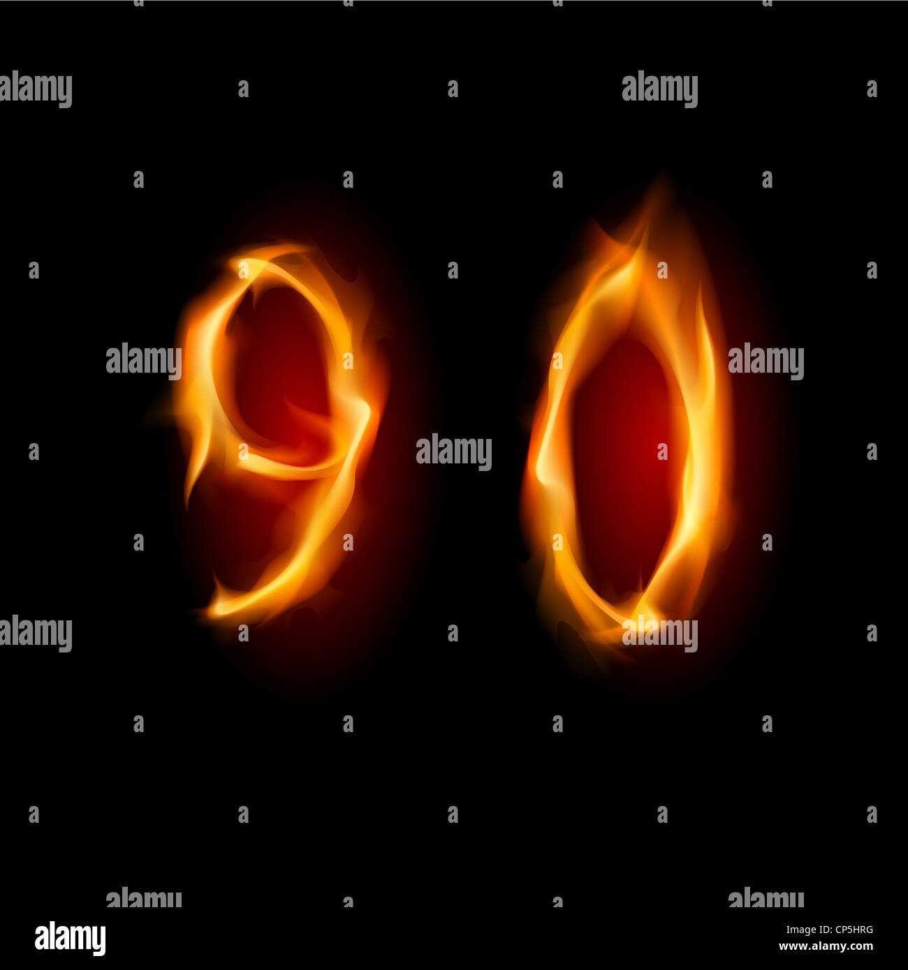Two alphabet symbol of fire - numbers nine and zero. Illustration on ...