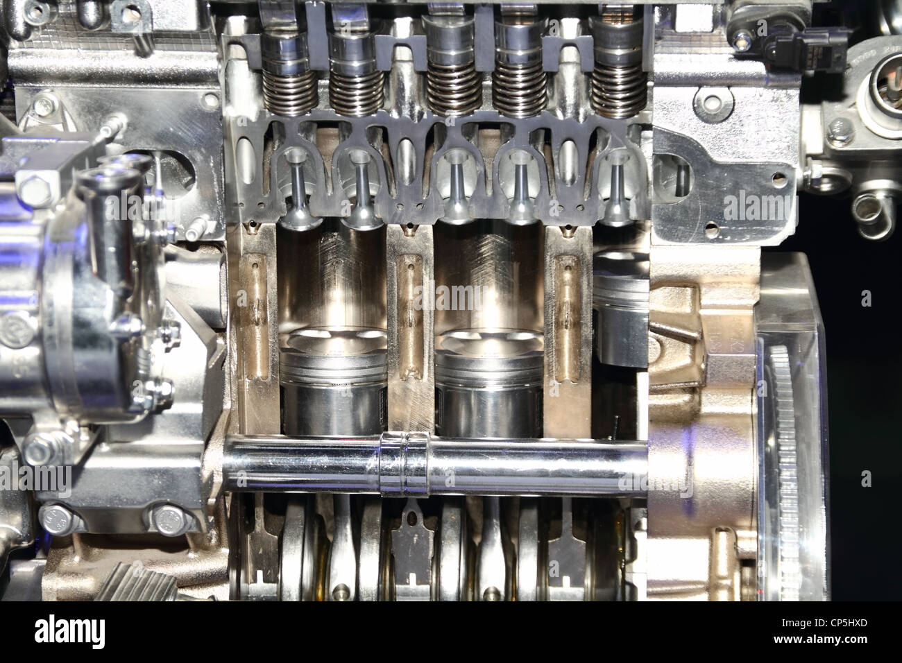 Complex engine of modern car interior view Stock Photo - Alamy