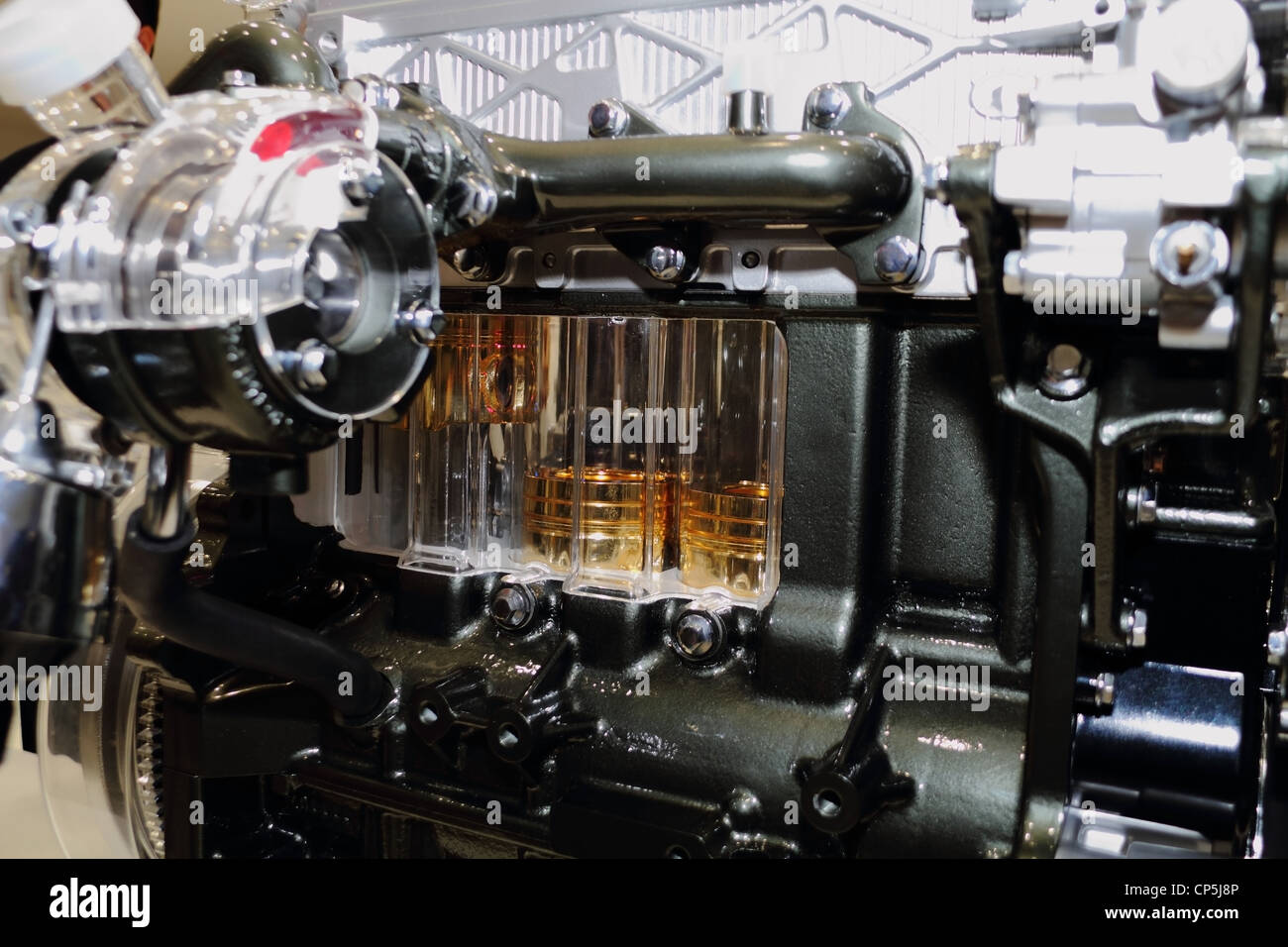 Complex engine of modern car interior view Stock Photo - Alamy
