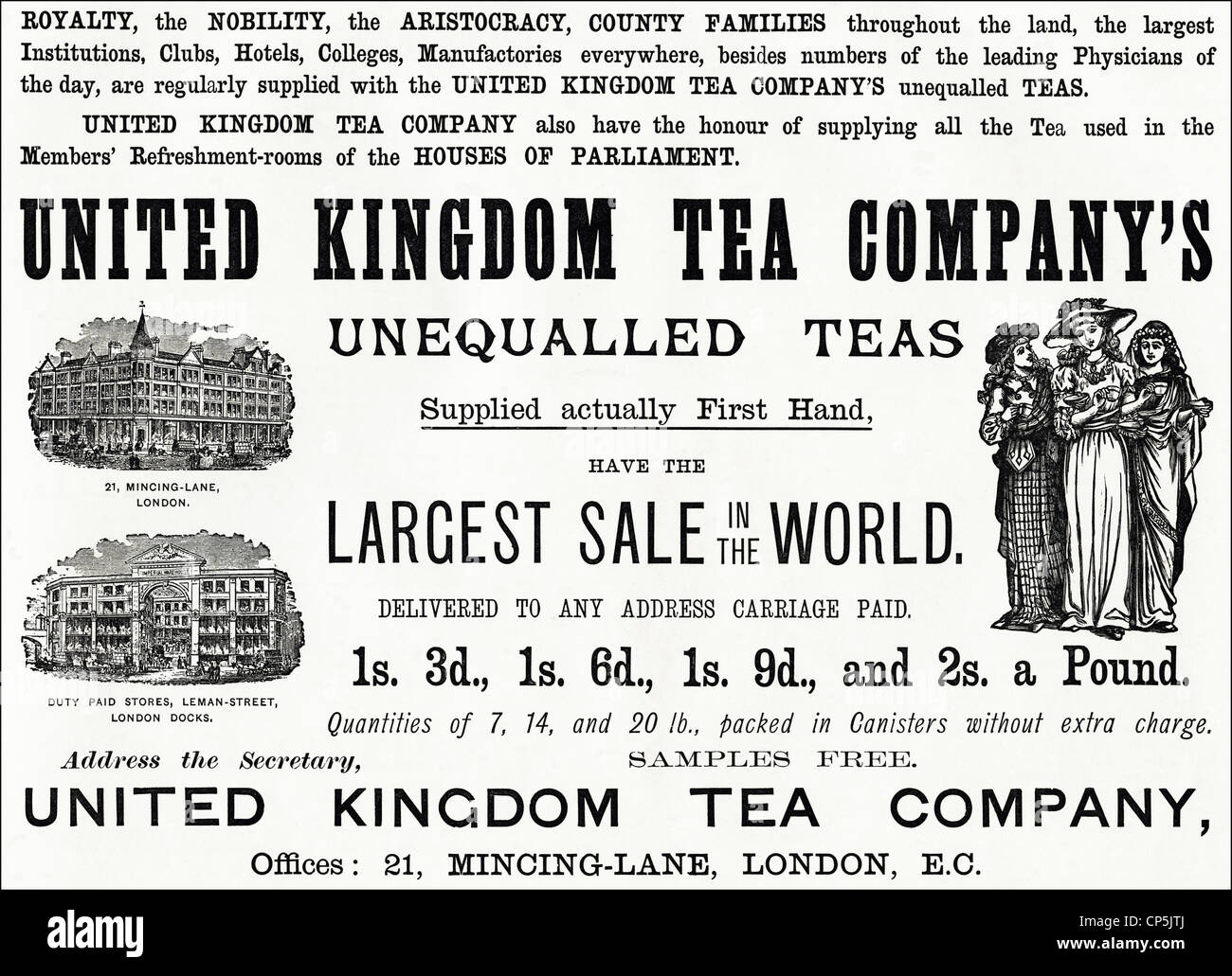 Original Victorian advertisement advertising UNITED KINGDOM TEA COMPANY ...