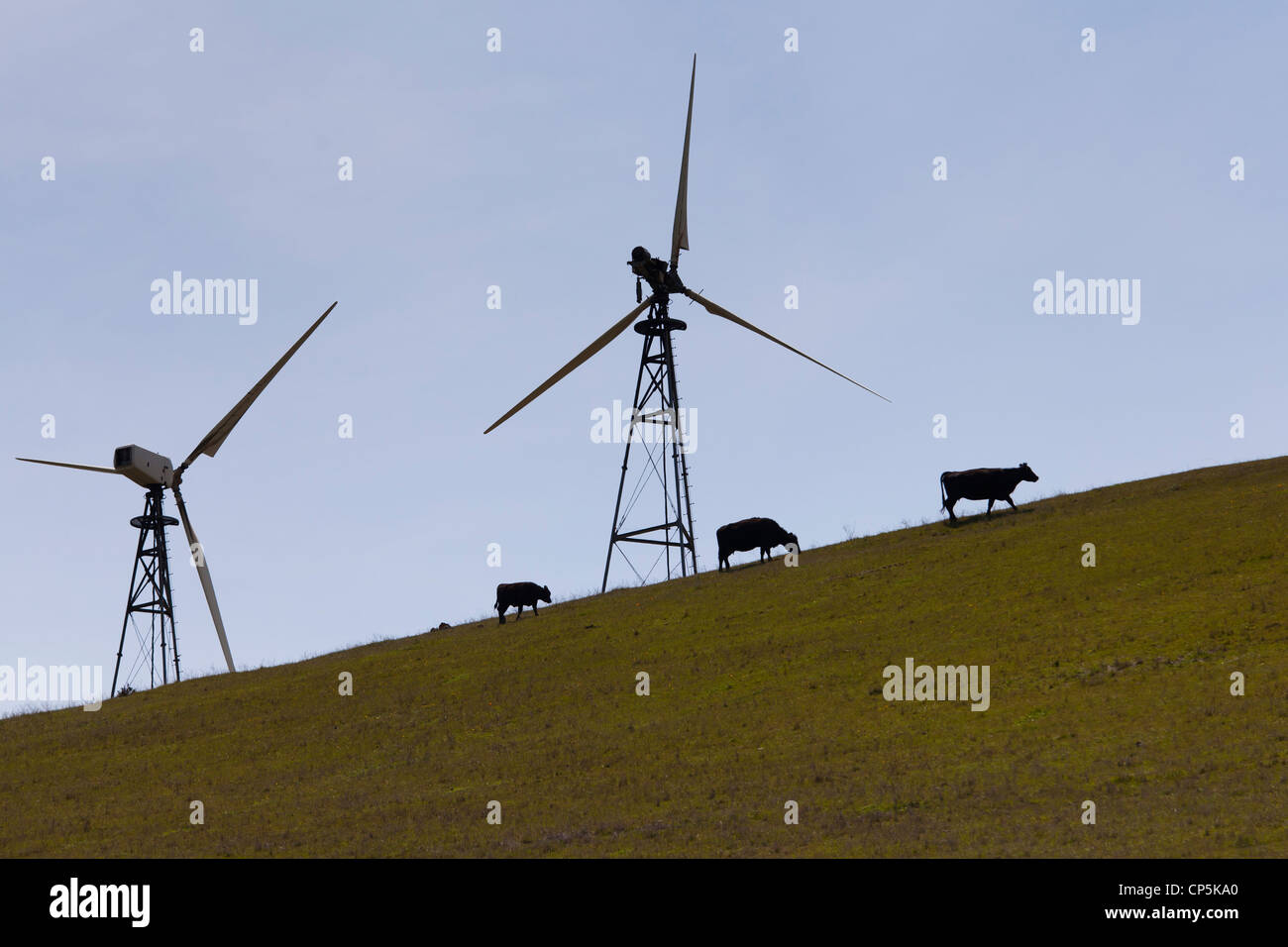 Wind turbines at wind farm - Altamont Pass, California USA Stock Photo ...