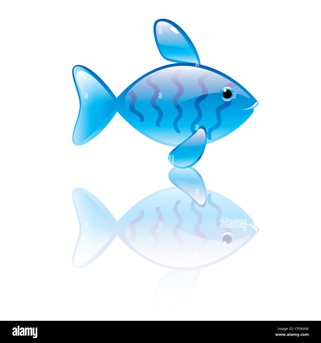illustration of fish symbol. Blue transparent statuette Stock Photo - Alamy