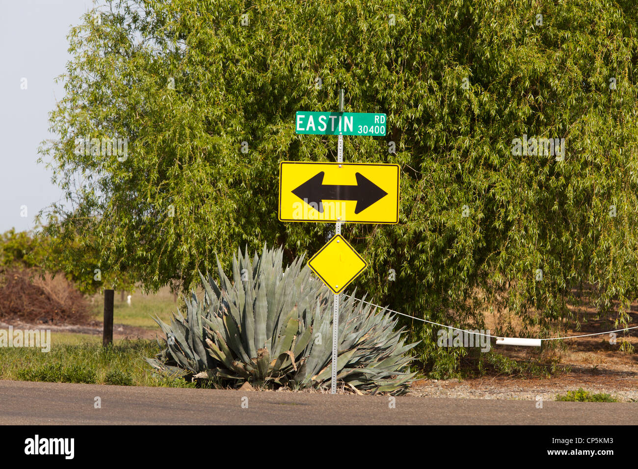 Large two directions road sign Stock Photo - Alamy