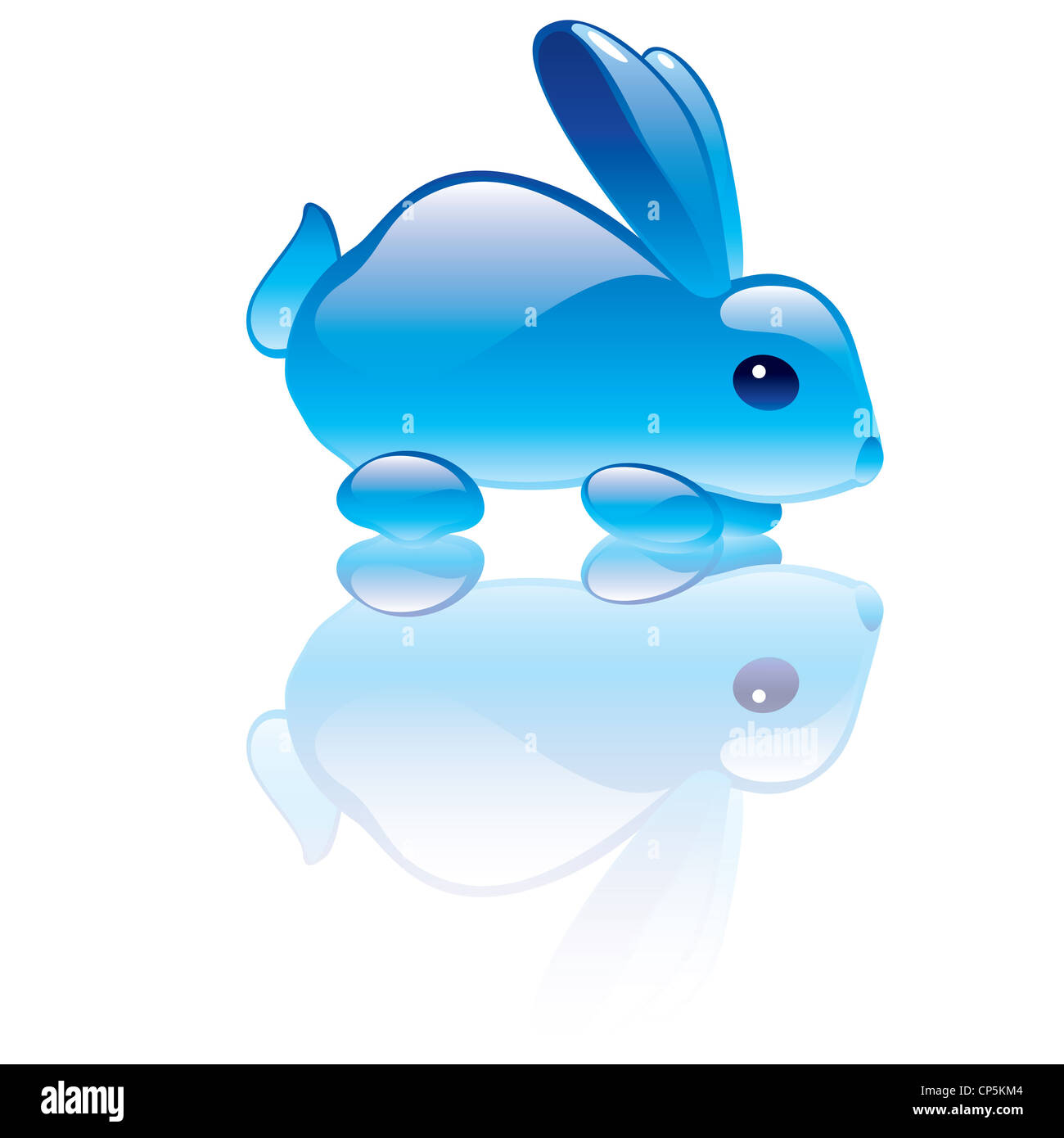 illustration of rabbit symbol. Blue transparent statuette Stock Photo ...