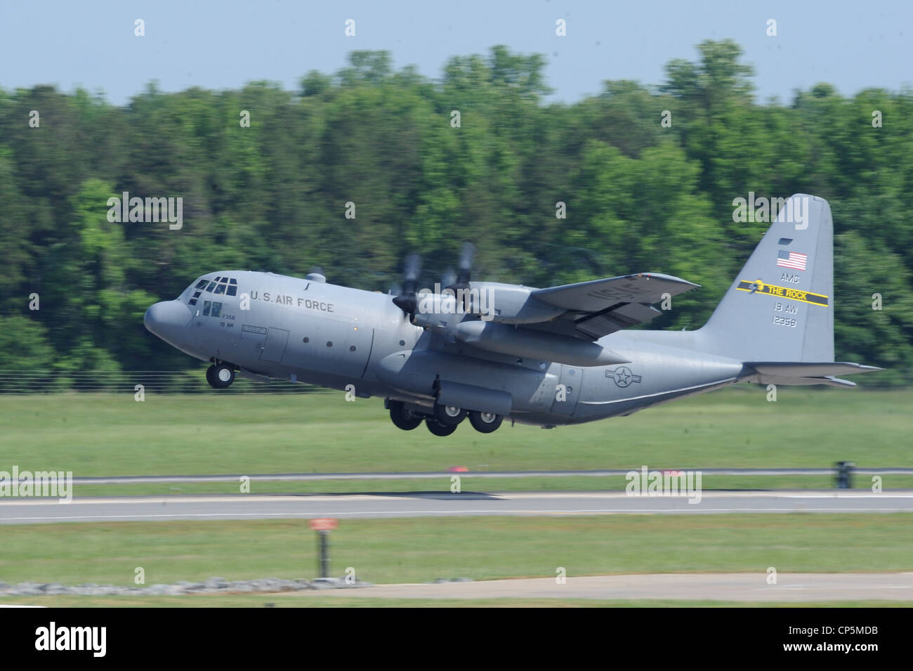 C-130E 61-2358 takes off from the base flight line for the last time ...