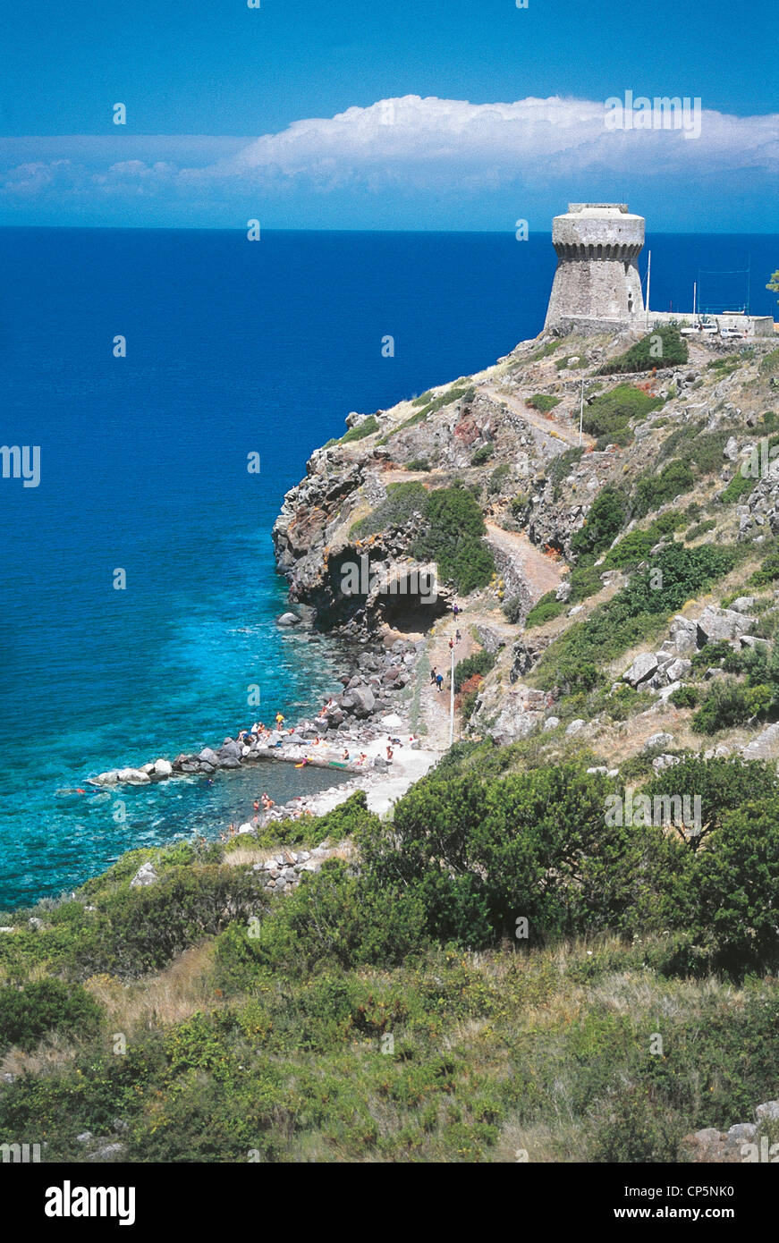 TUSCANY Capraia PORT TOWER Stock Photo - Alamy