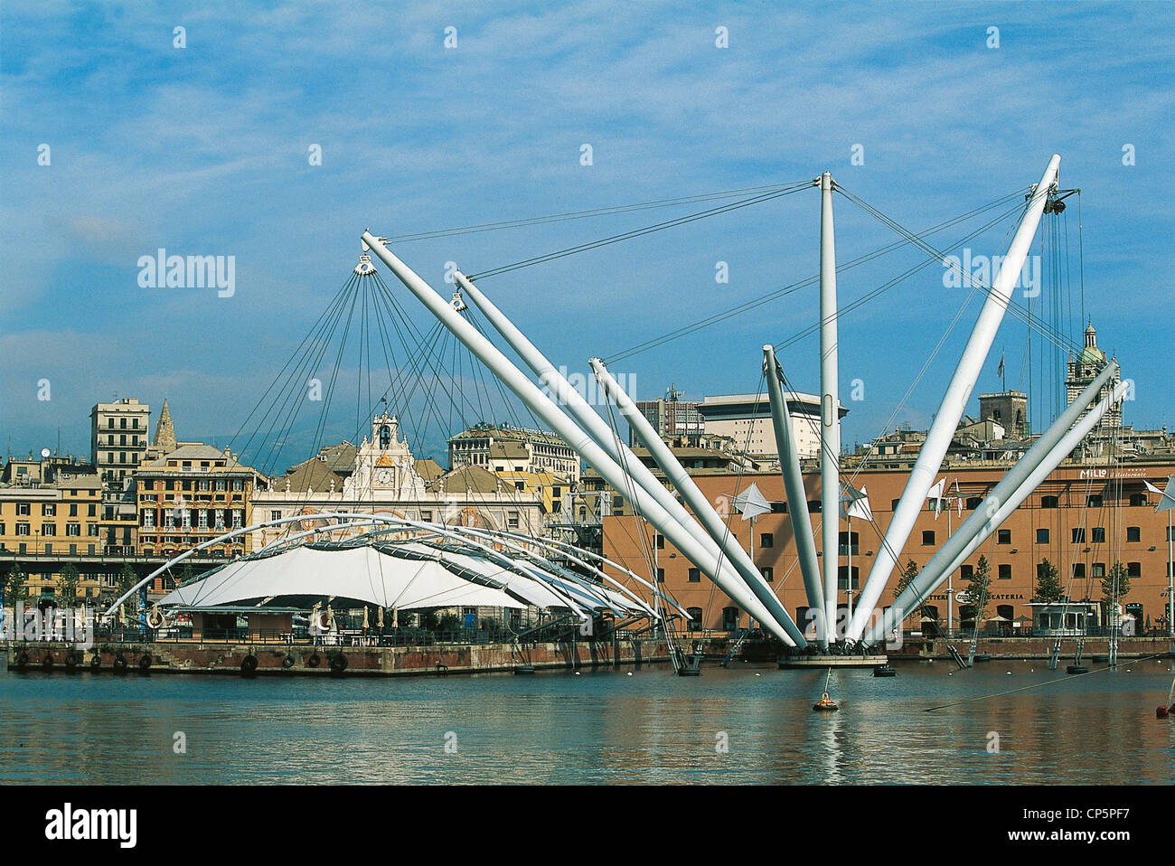 LIGURIA GENOVA PORTO ANTICO the Bigo AND PALACE OF FESTIVALS Stock ...